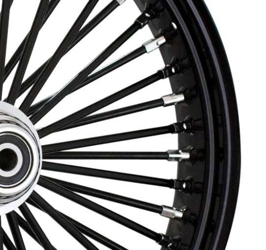 Black Spokes Chrome Nipples Motorcycle Wheel | Custom Motorcycle Rim